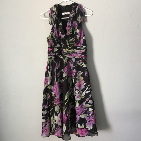 Evan Picone | Dresses | Evan Picone Midi Dress Purple Floral Size 8 ...